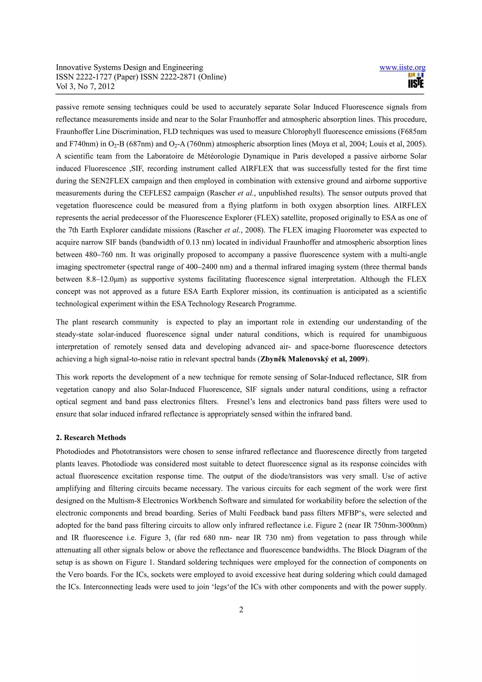 A new technique for infrared remote sensing of solar induced ...