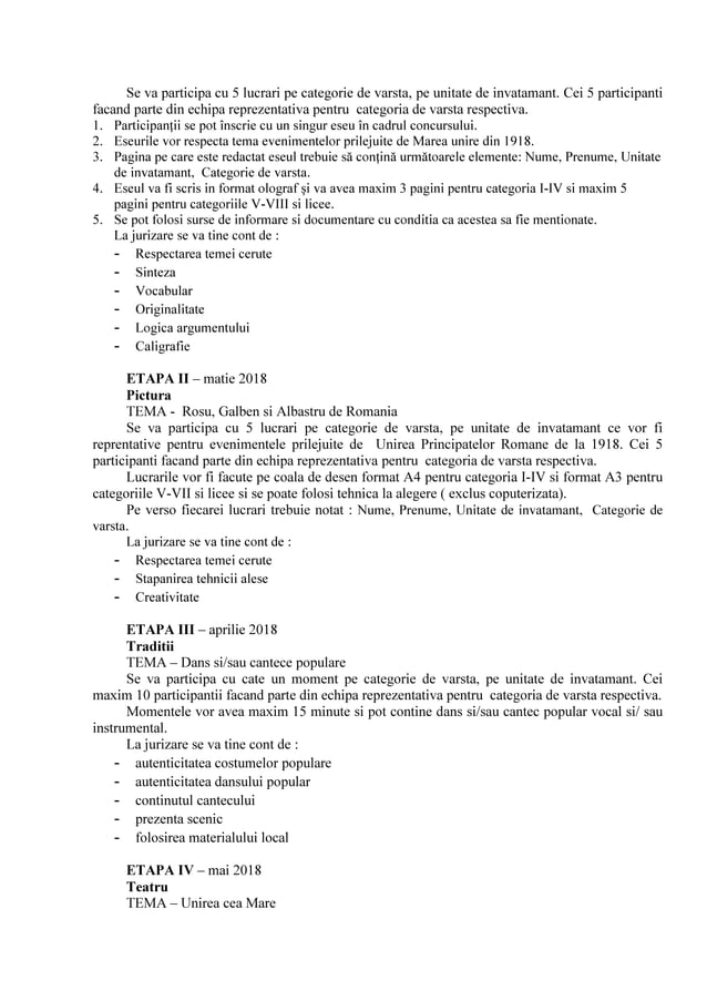 Anexa regulament-concurs-centenar | PDF