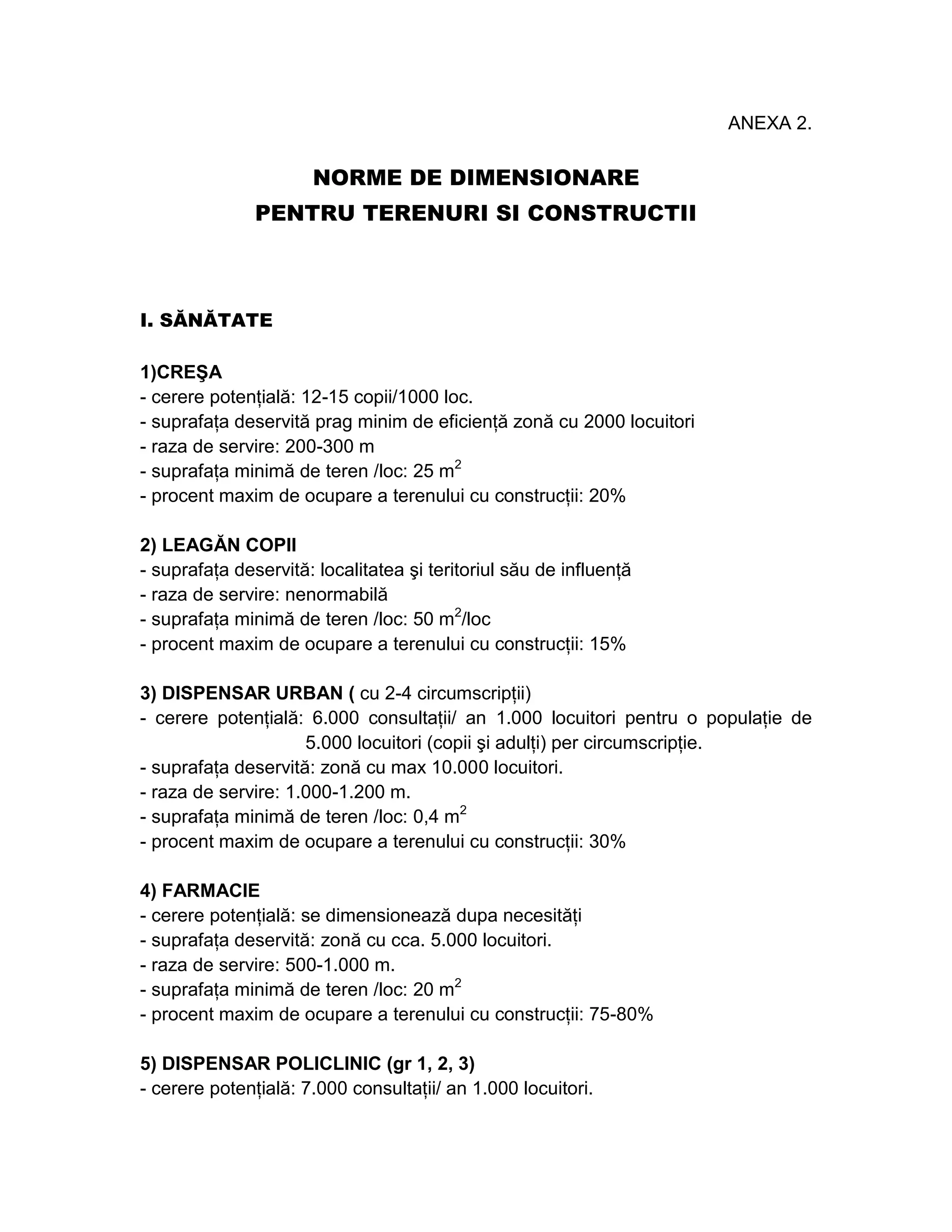 Anexa 2 norme dimensionare | PDF