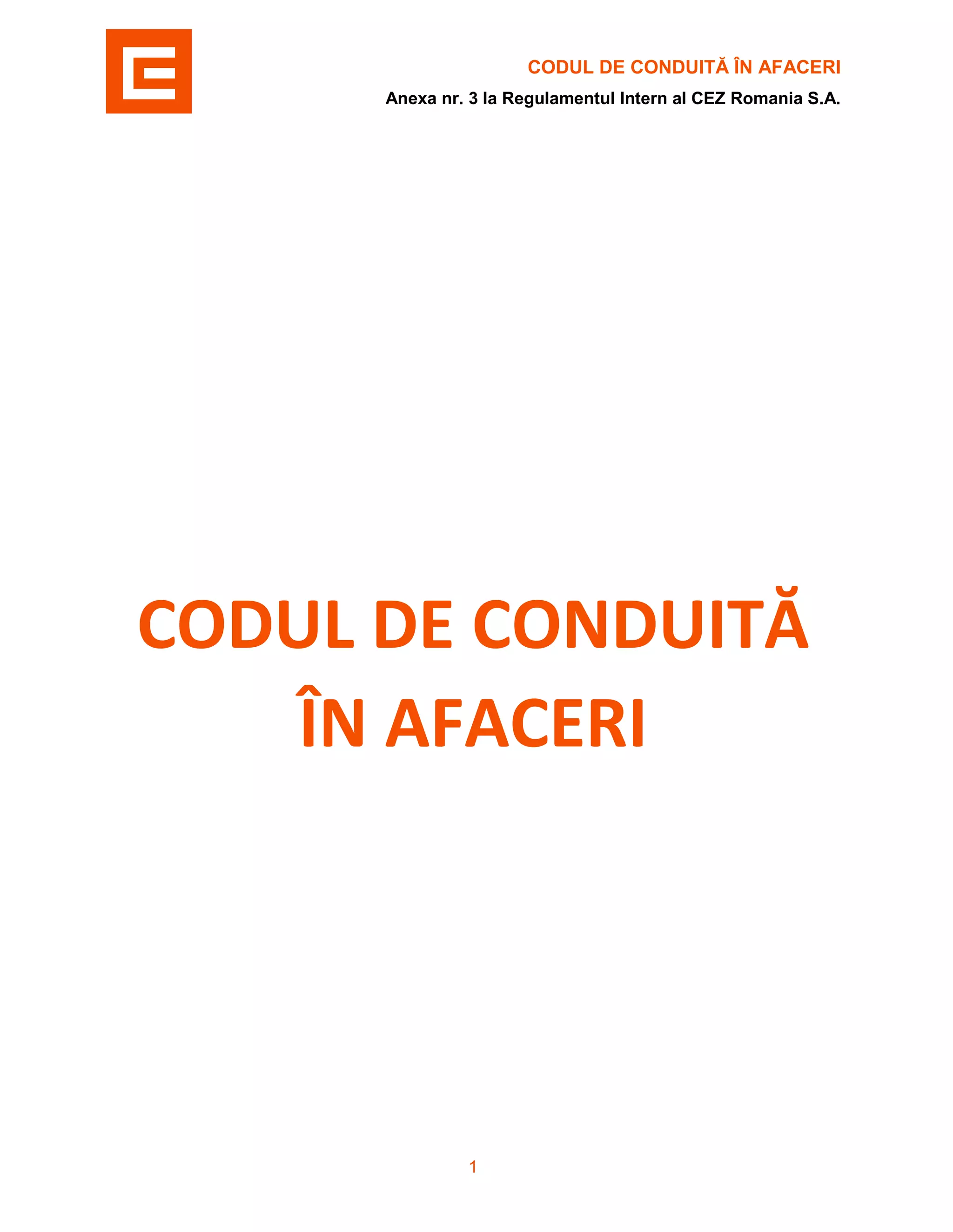 Codul de conduita in afaceri al CEZ Romania | PDF