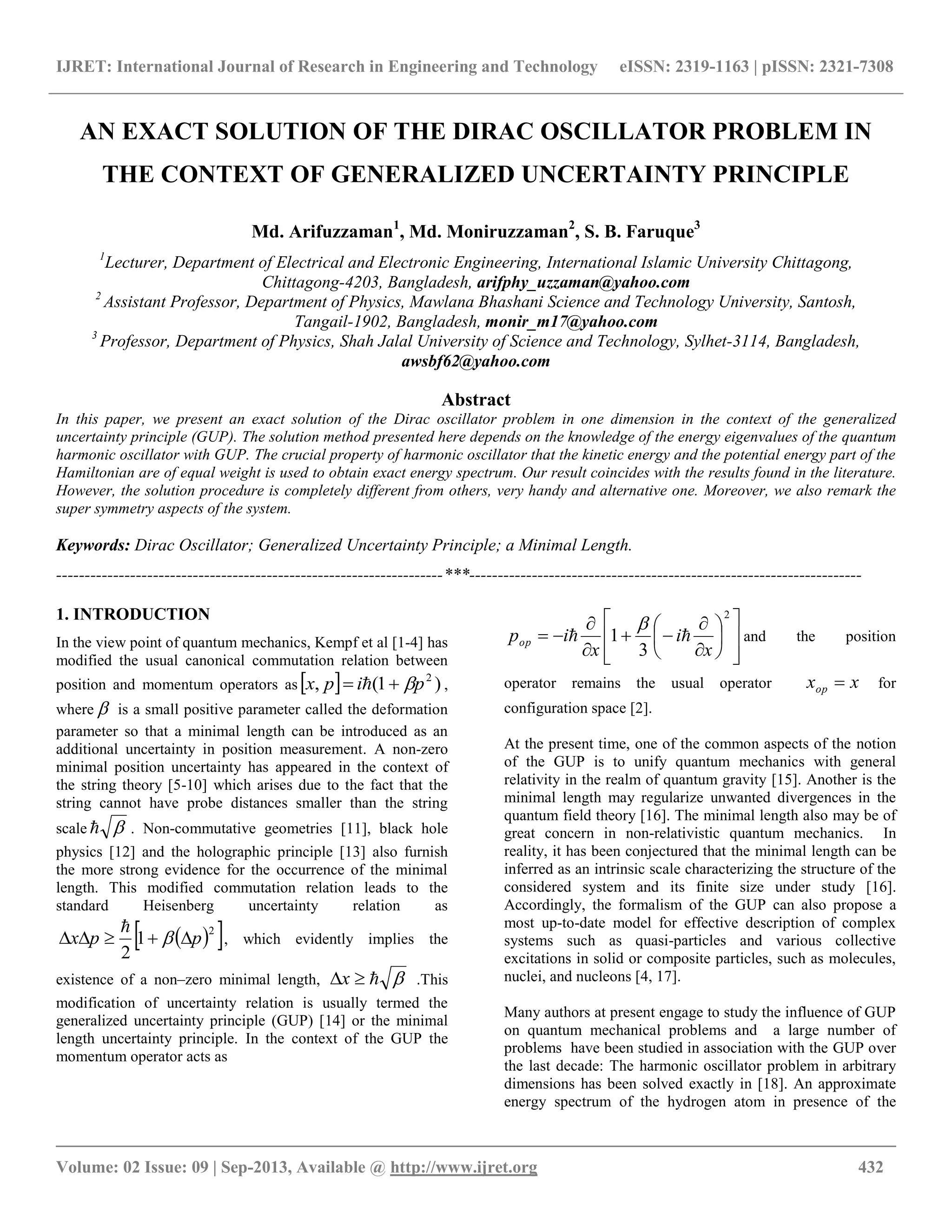 An exact solution of the dirac oscillator problem in the context of ...