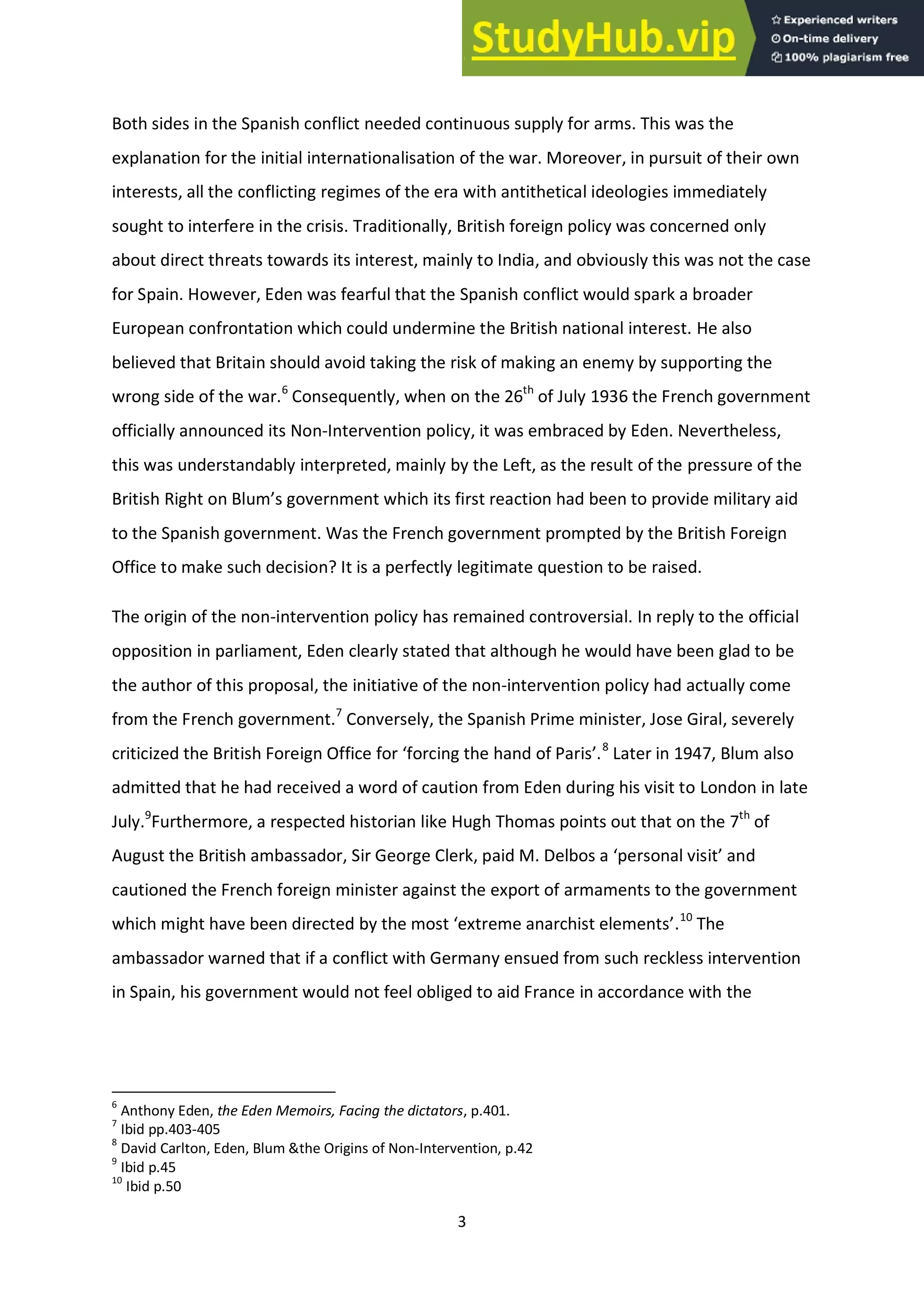 An Examination Of Anthony Eden And The Spanish Civil War | PDF