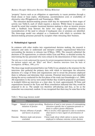 An Examination Of Business Occupier Relocation Decision Making ...