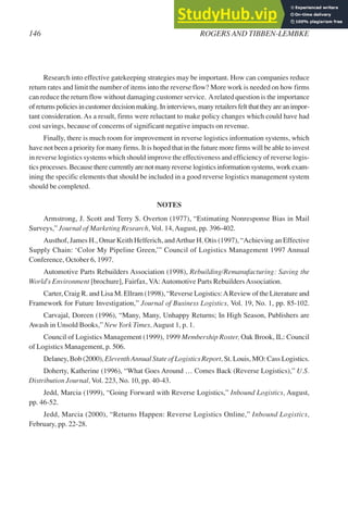 AN EXAMINATION OF REVERSE LOGISTICS PRACTICES | PDF