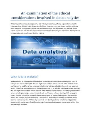 An examination of the ethical considerations involved in data analytics ...