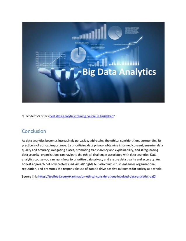 An Examination Of The Ethical Considerations Involved In Data Analytics