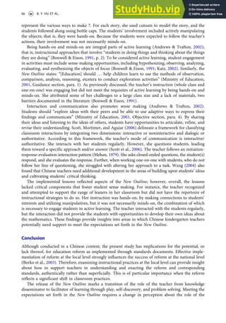 An Examination of the Implementation of Mathematics Lessons in a Chinese Kindergarten Classroom ...