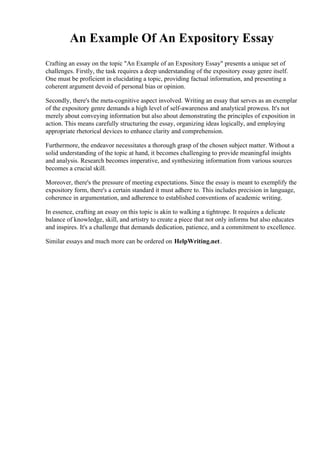 An Example Of An Expository Essay. Hostos Community College CUNY | PDF