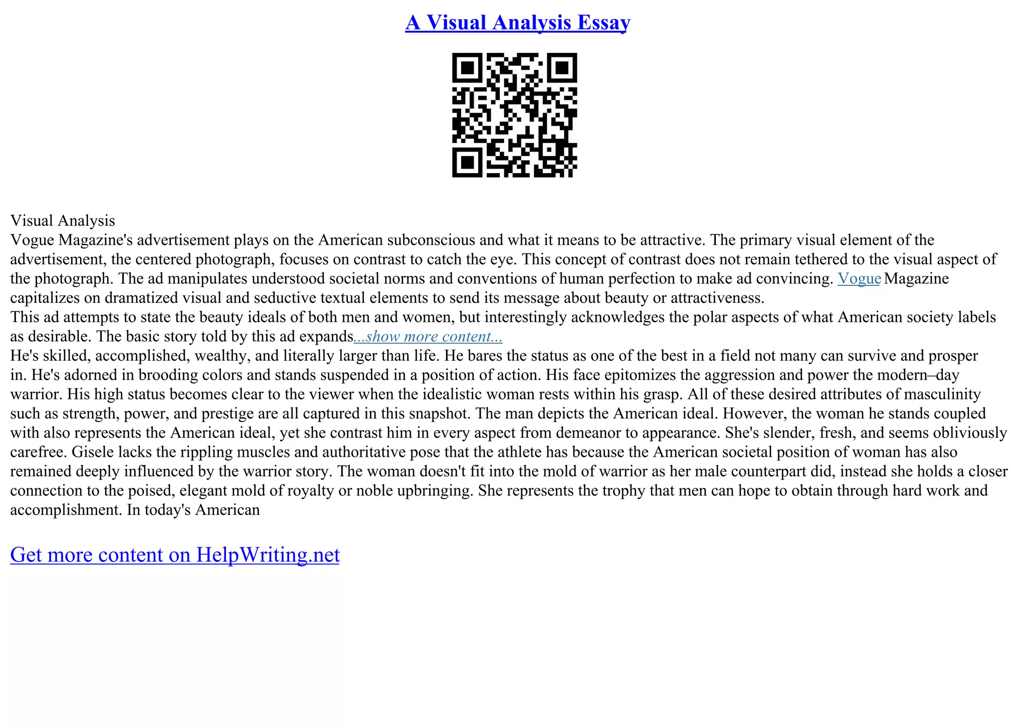 An Example Of A Visual Analysis | PDF