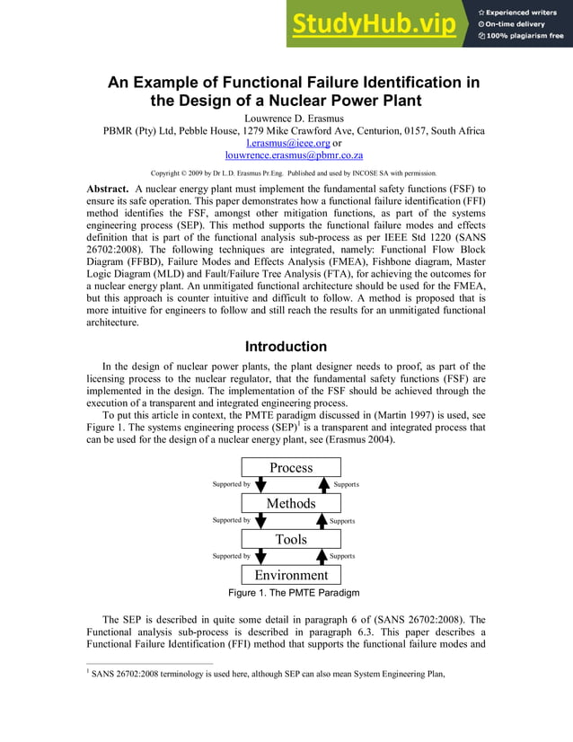 An Example Of Functional Failure Identification In The Design Of A ...