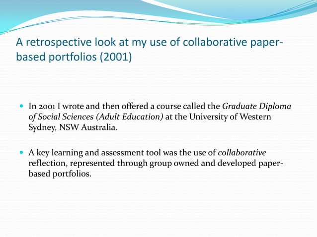 An Example Of Paper Based Collaborative Portfolios2 | PDF