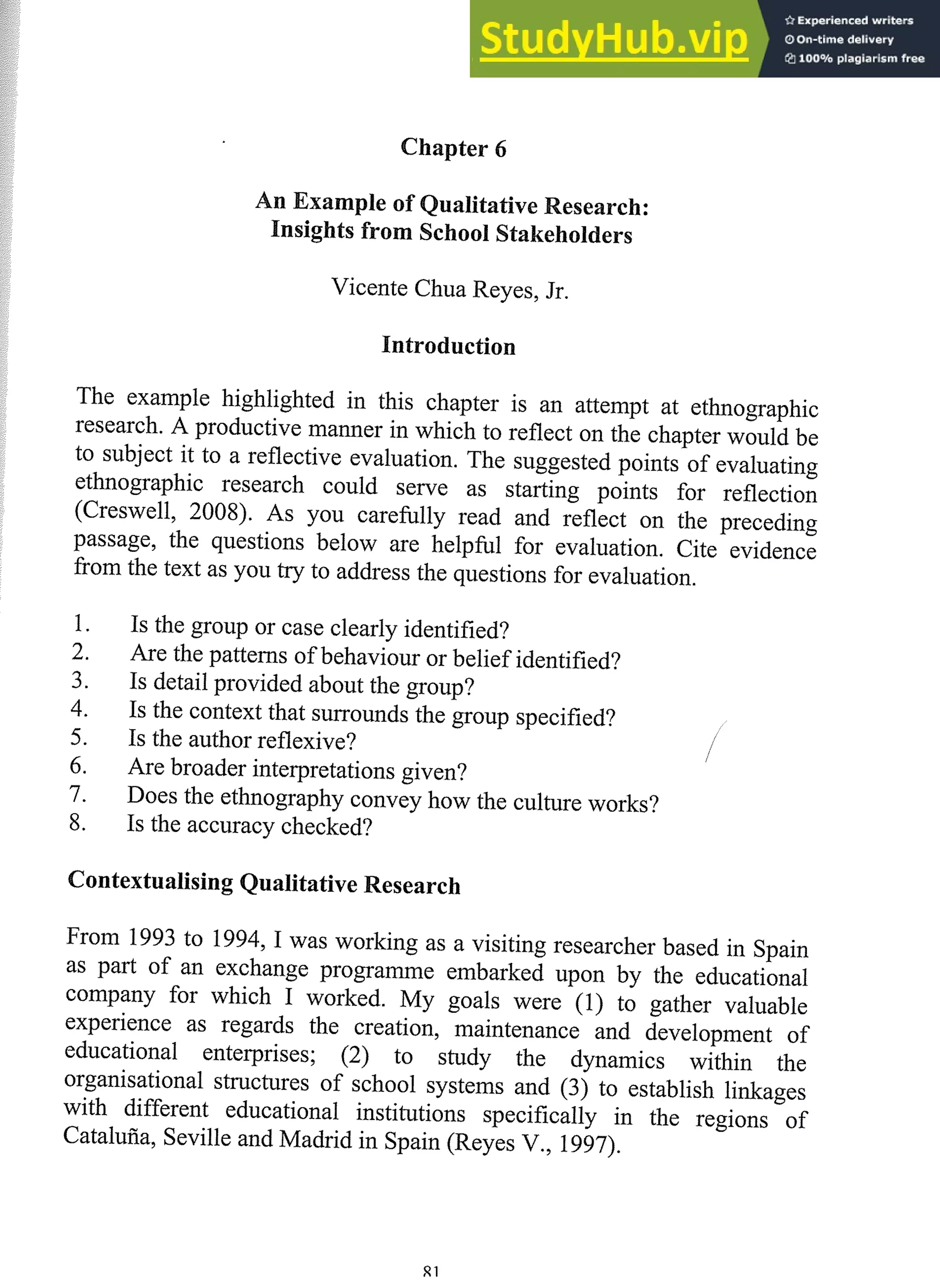 An Example Of Qualitative Research Insights From School Stakeholders | PDF