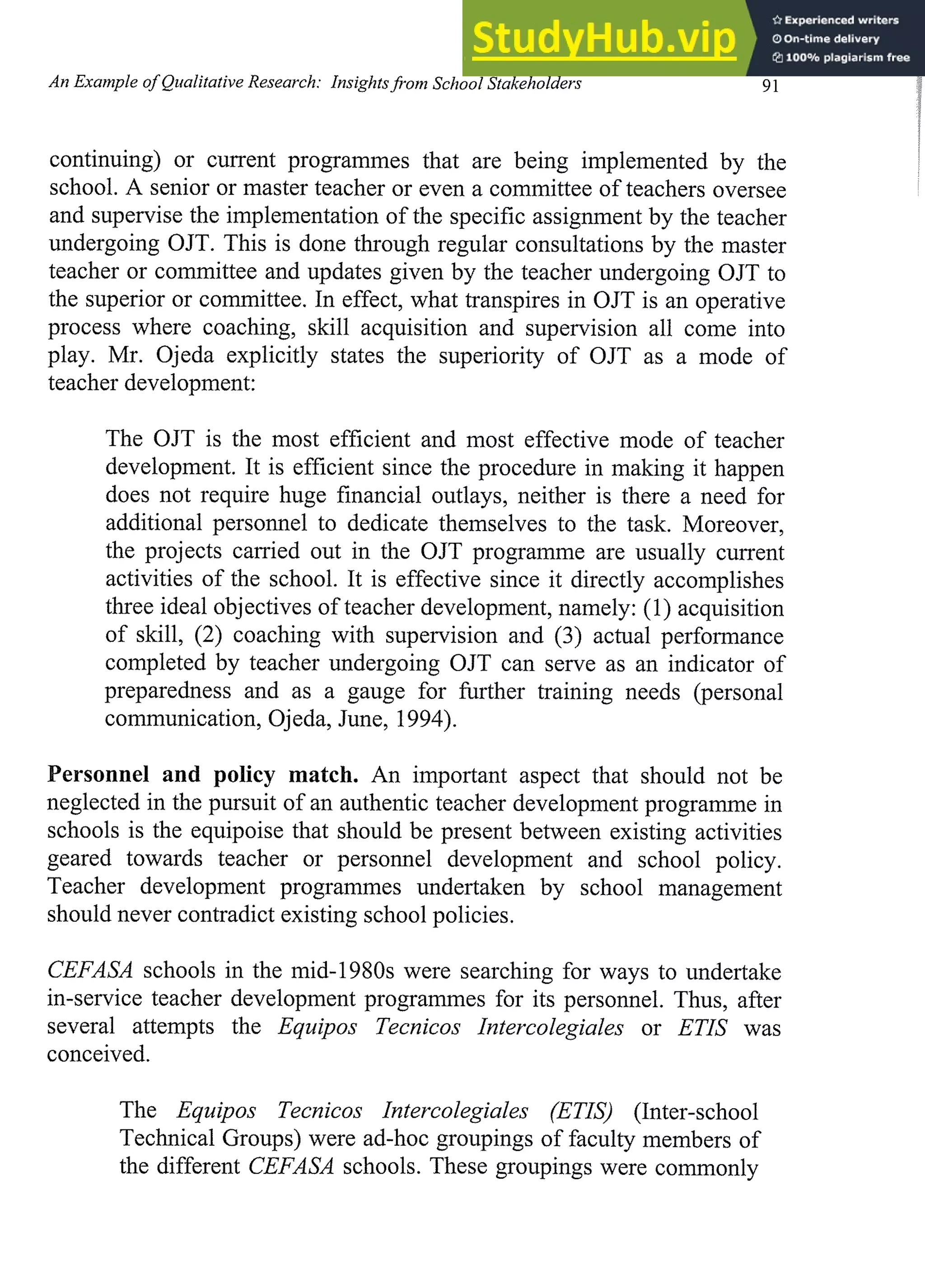 An Example Of Qualitative Research Insights From School Stakeholders | PDF