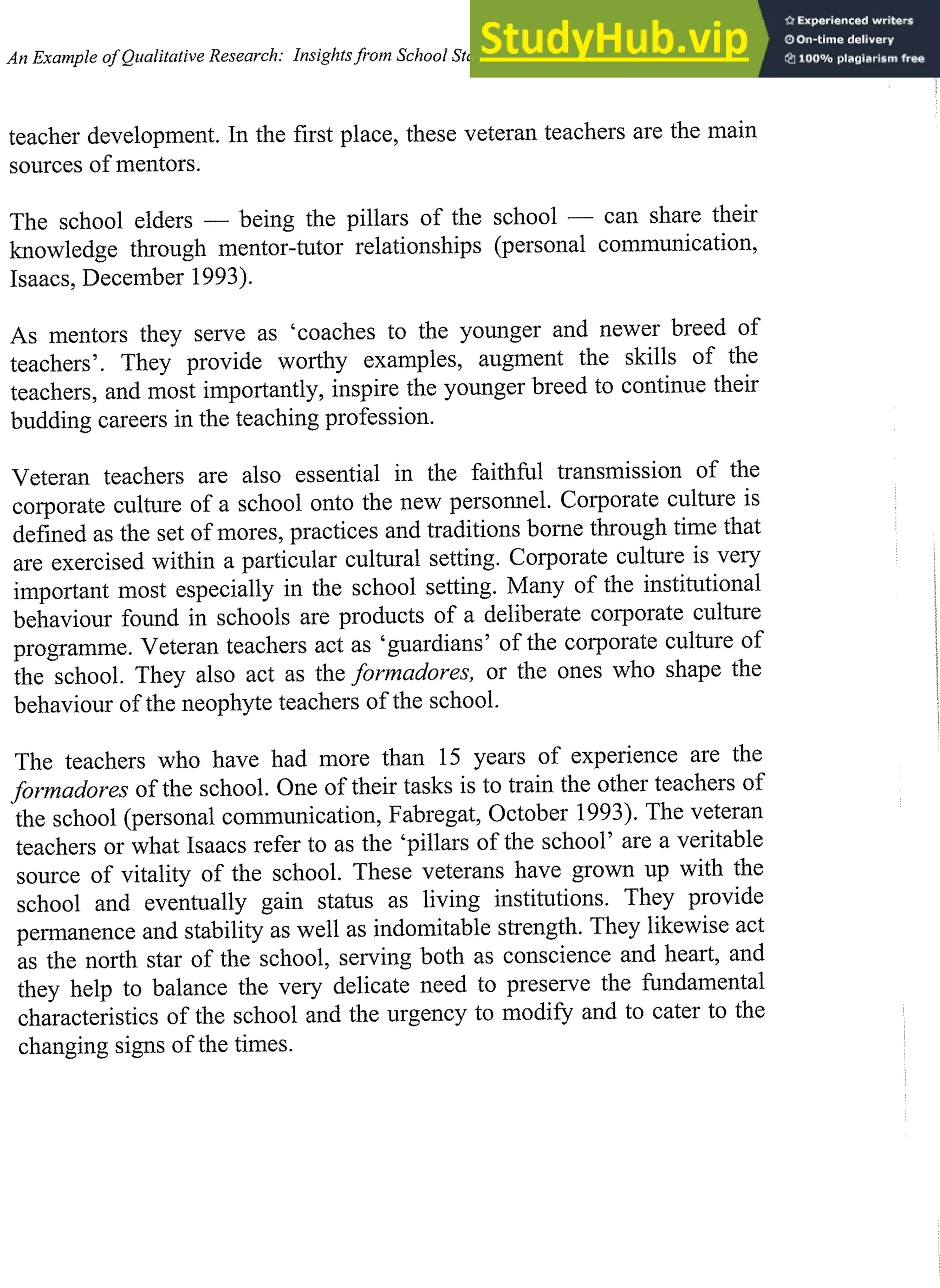 An Example Of Qualitative Research Insights From School Stakeholders | PDF