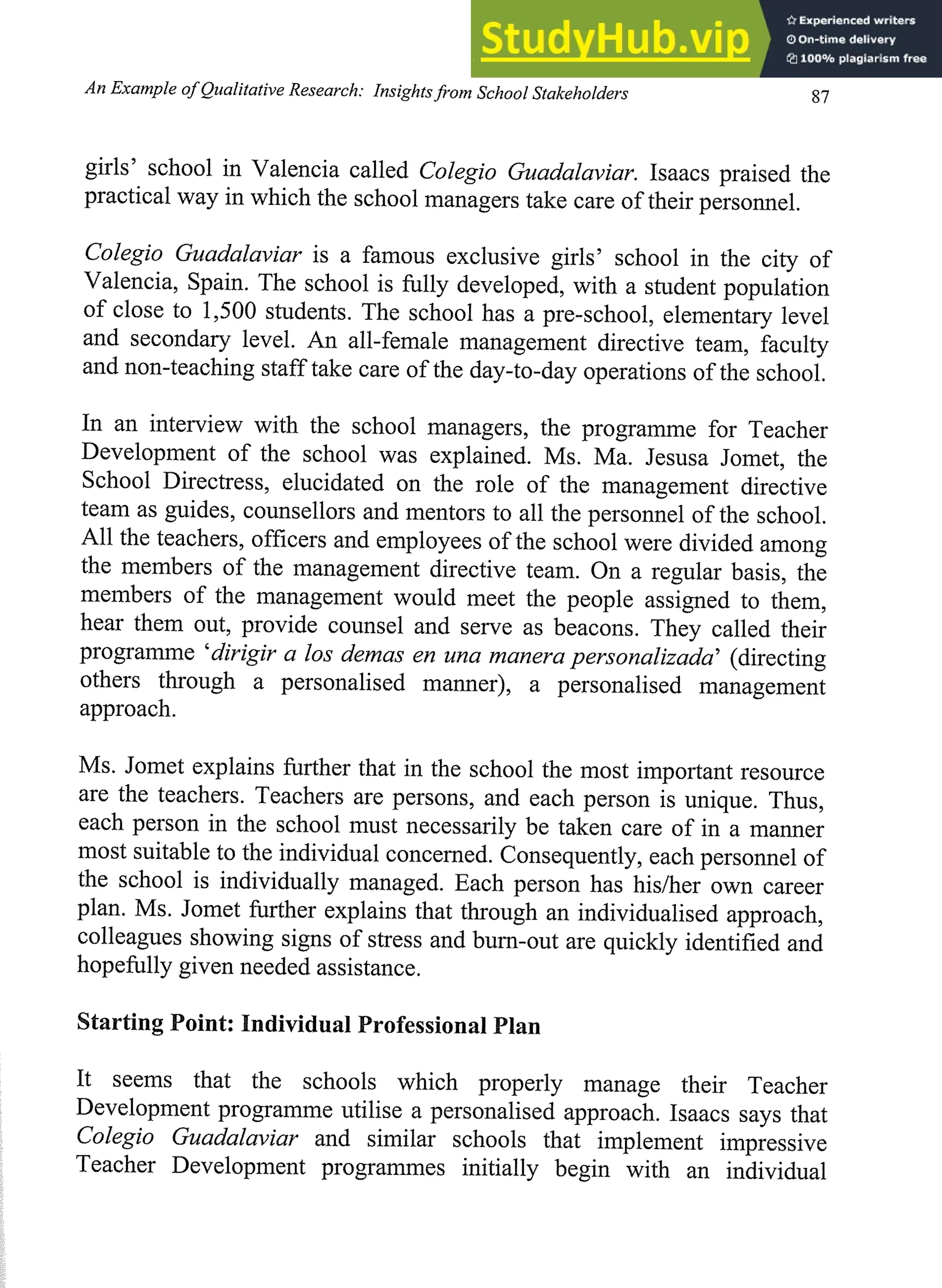 An Example Of Qualitative Research Insights From School Stakeholders | PDF
