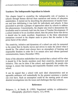 An Example Of Qualitative Research Insights From School Stakeholders ...