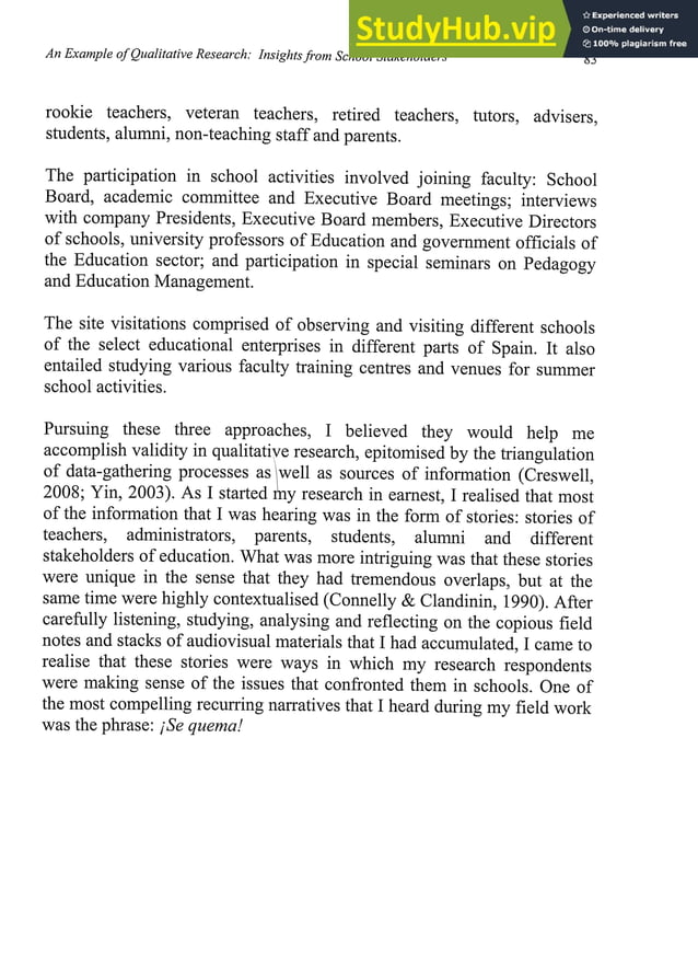 An Example Of Qualitative Research Insights From School Stakeholders | PDF
