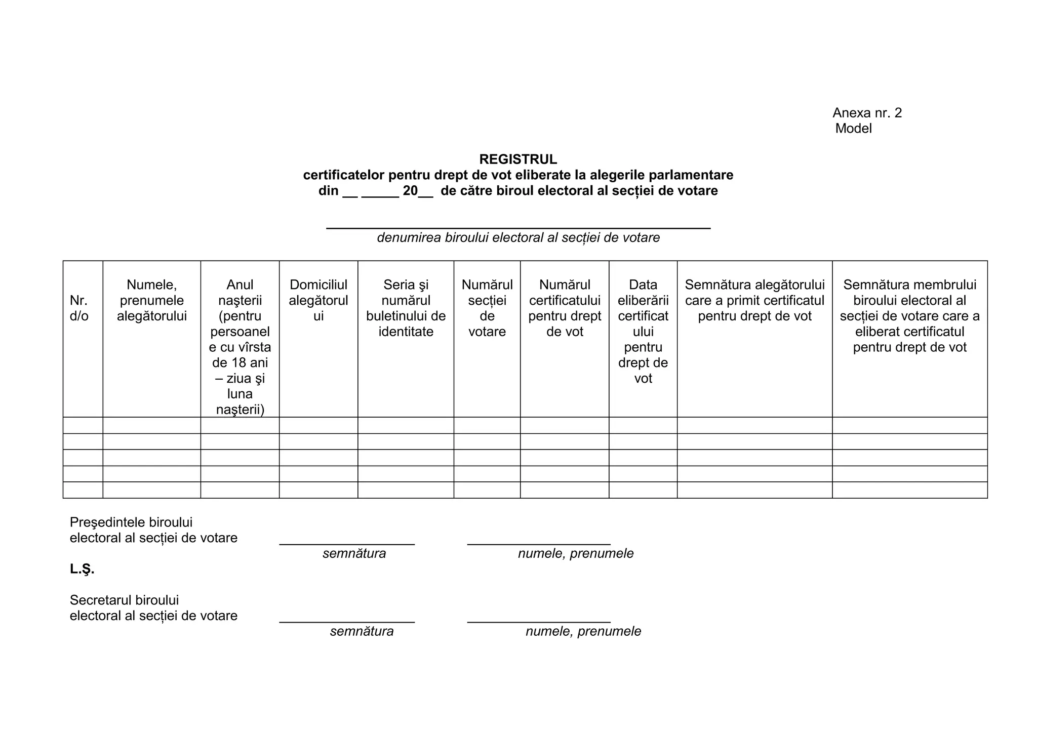 Anexa nr. 2 Model registru_certificat pentru drept de vot | DOCX