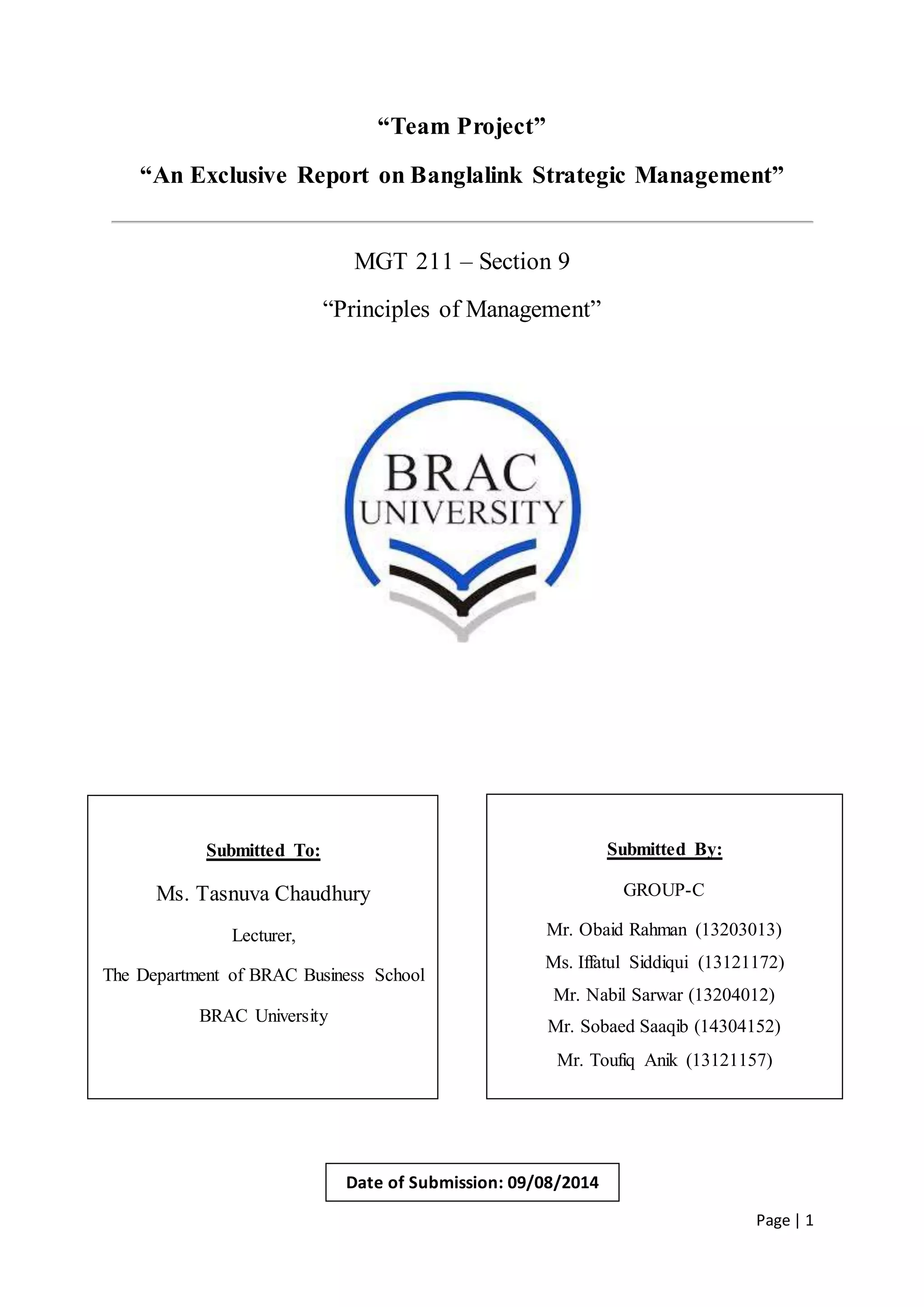 An exclusive report on Banglalink strategic management | DOCX