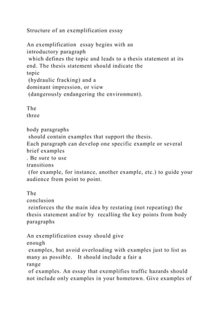 An exemplification essay cites examples to explain or illustra.docx