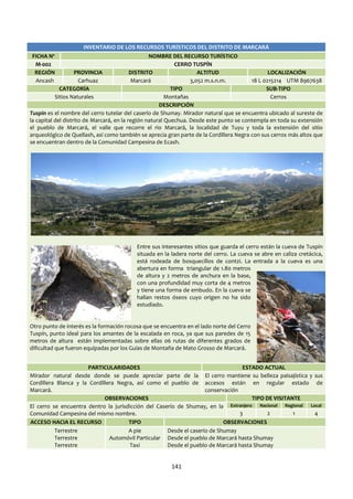 Inventario Turistico de Marcará - Anexo N° 01 Categorización | PDF