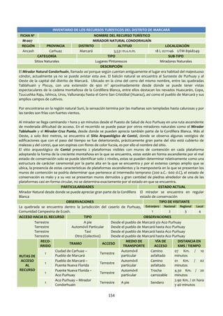 Inventario Turistico de Marcará - Anexo N° 01 Categorización | PDF