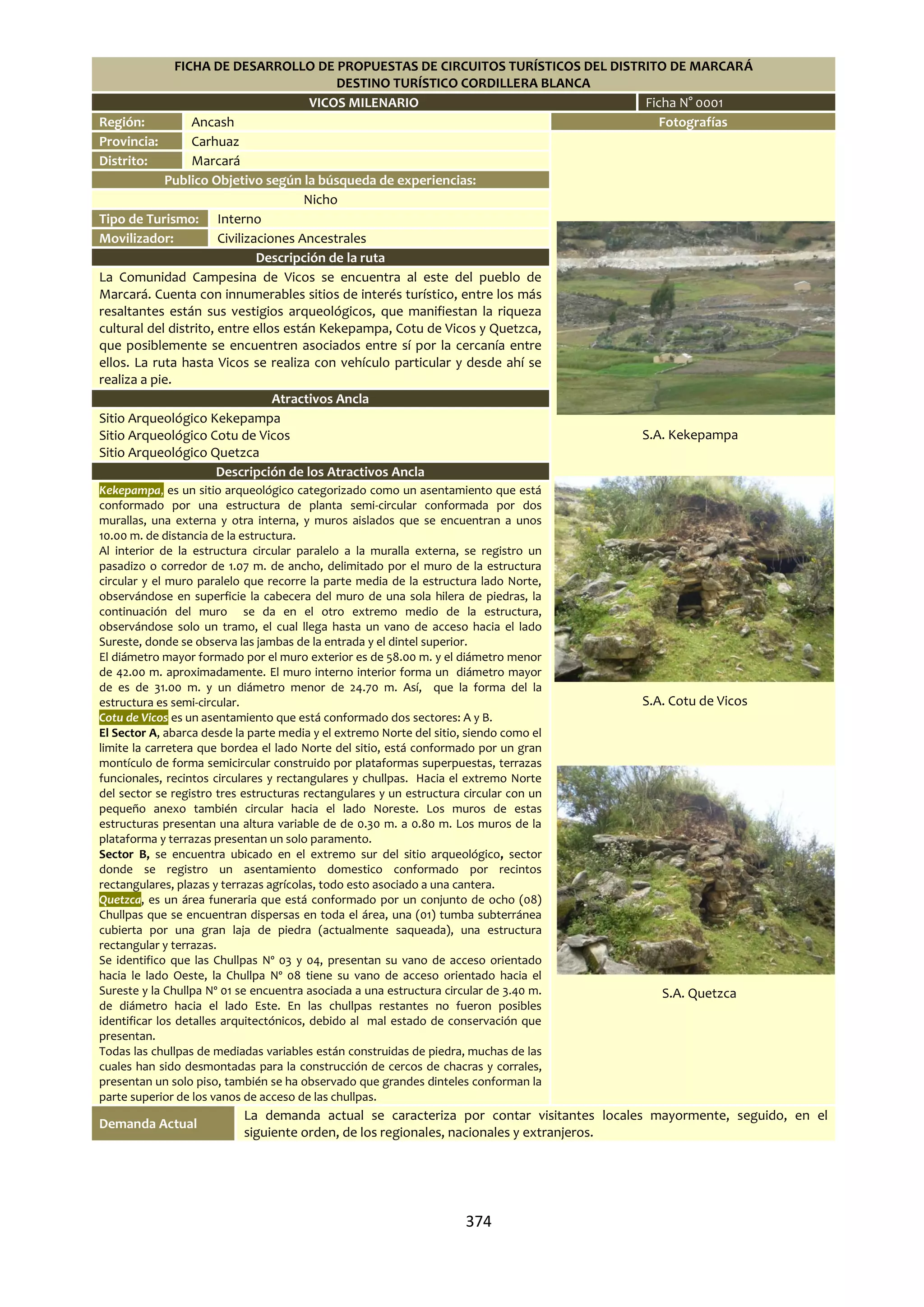 Inventario Turistico de Marcará Anexo n° 08 ficha de desarrollo de ...