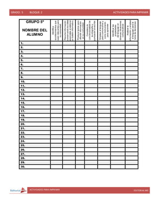 Material para Quinto Grado | Material para Imprimir | DOCX