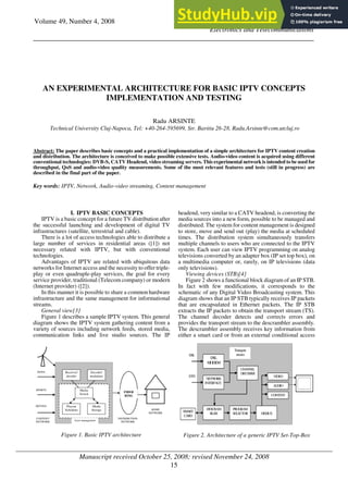 An Experimental Architecture For Basic IPTV Concepts Implementation And ...