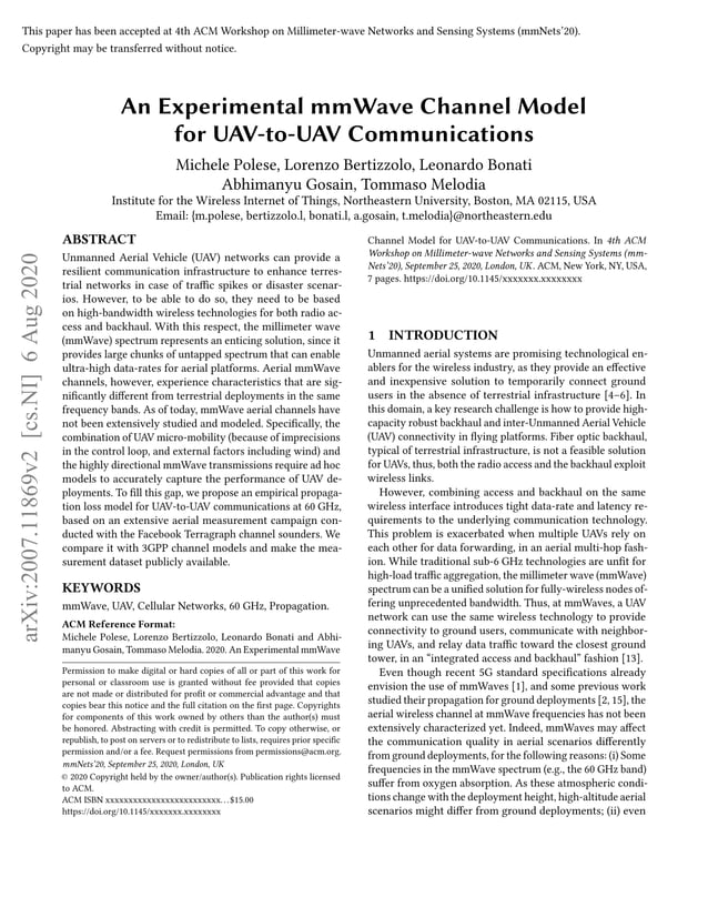 An Experimental mmWave Channel Model for UAV to UAV Communication.pdf