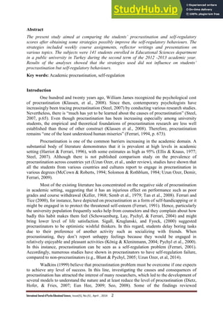 An Experimental Study On Academic Procrastination Effects Of Weekly Homework | PDF