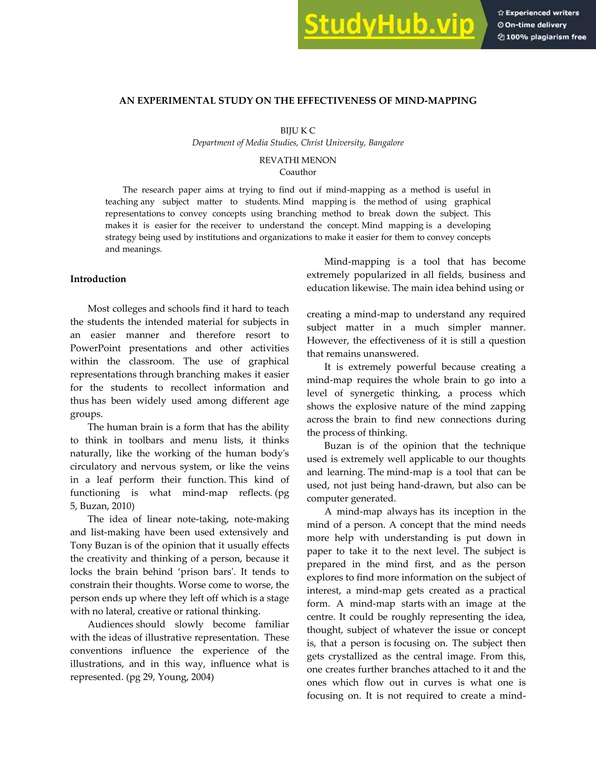 An Experimental Study On The Effectiveness Of Mind-Mapping | PDF ...