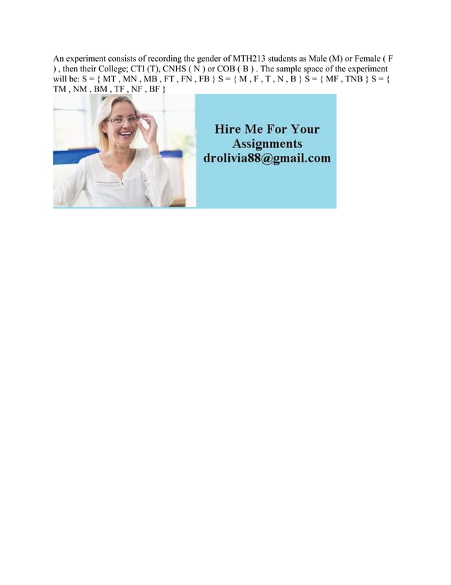 An experiment consists of recording the gender of MTH213 students as M.docx