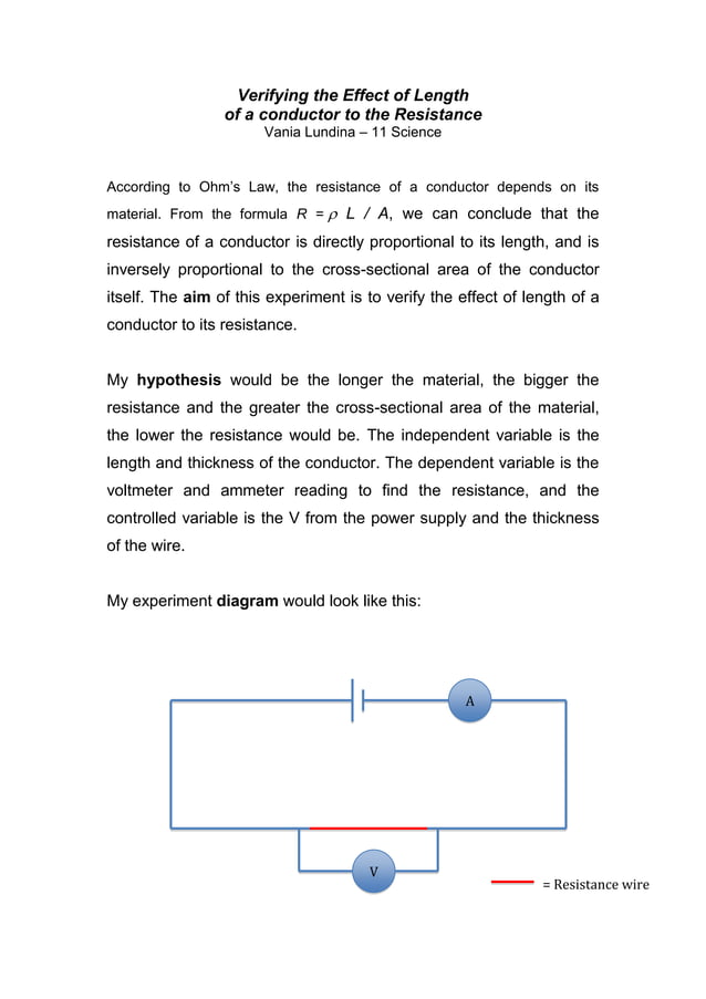 An Experiment to Verify Ohm's Law | DOCX | Physics | Science