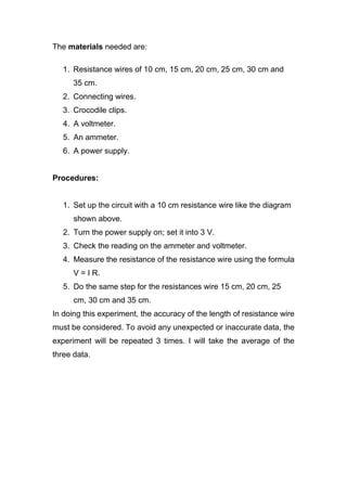 An Experiment to Verify Ohm's Law | DOCX