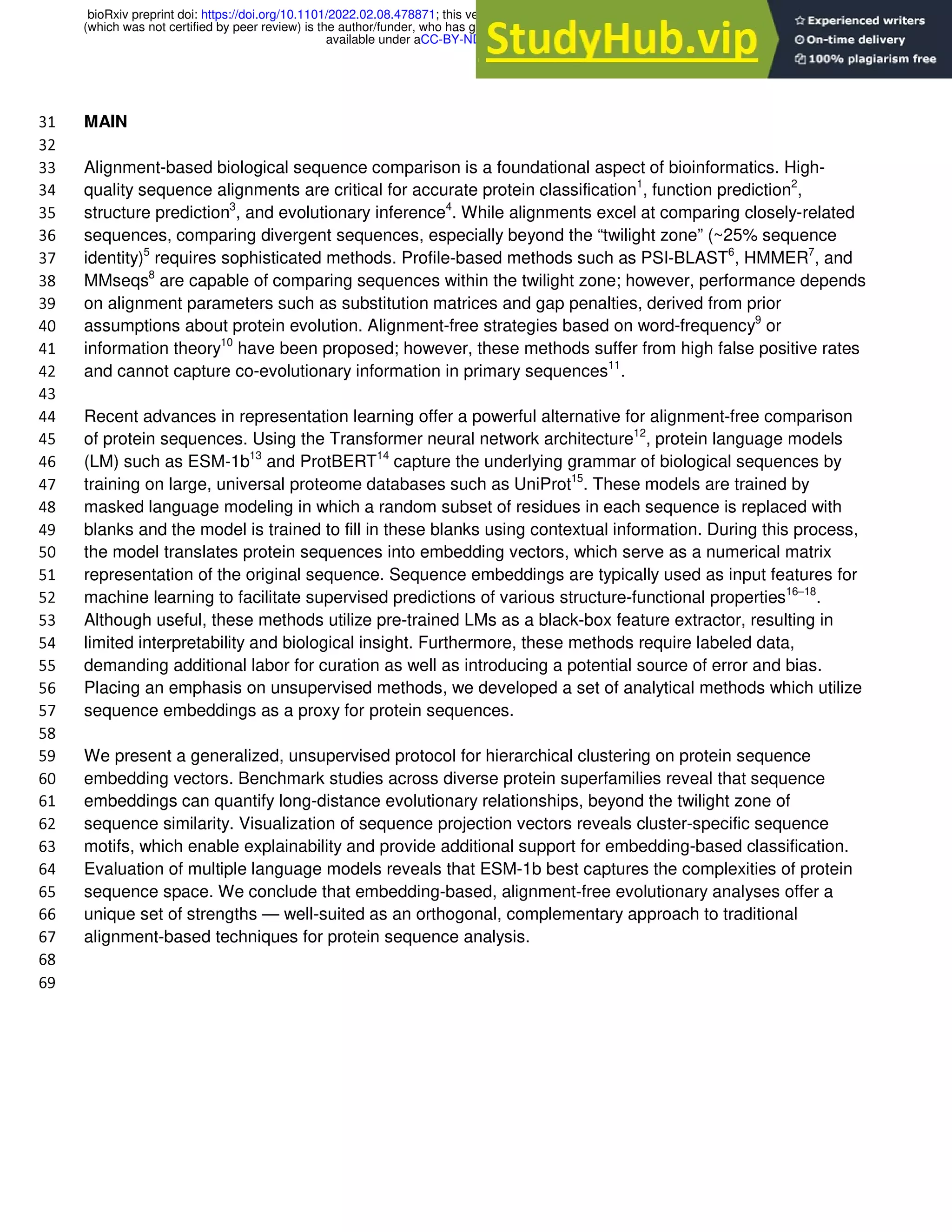 An Explainable Unsupervised Framework For Alignment-Free Protein Classification Using Sequence ...
