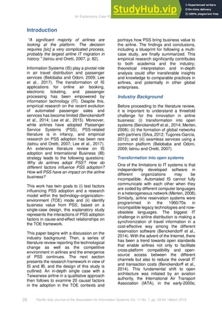 An Explanatory Case Study On Passenger Service Systems Adoption A ...