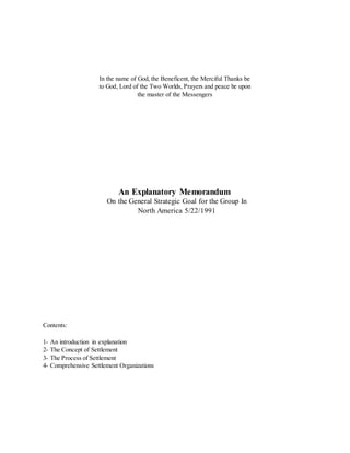 An explanatory memorandum on the general strategic goal for the muslim ...