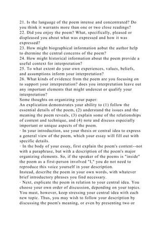 An Explication is a complete and detailed analysis of a work of li.docx ...