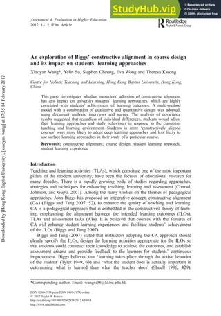 An Exploration Of Biggs Constructive Alignment In Course Design And Its ...