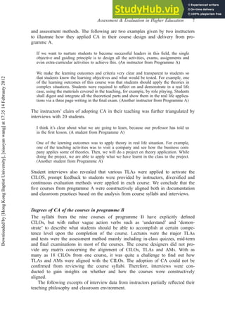 An Exploration Of Biggs Constructive Alignment In Course Design And Its ...