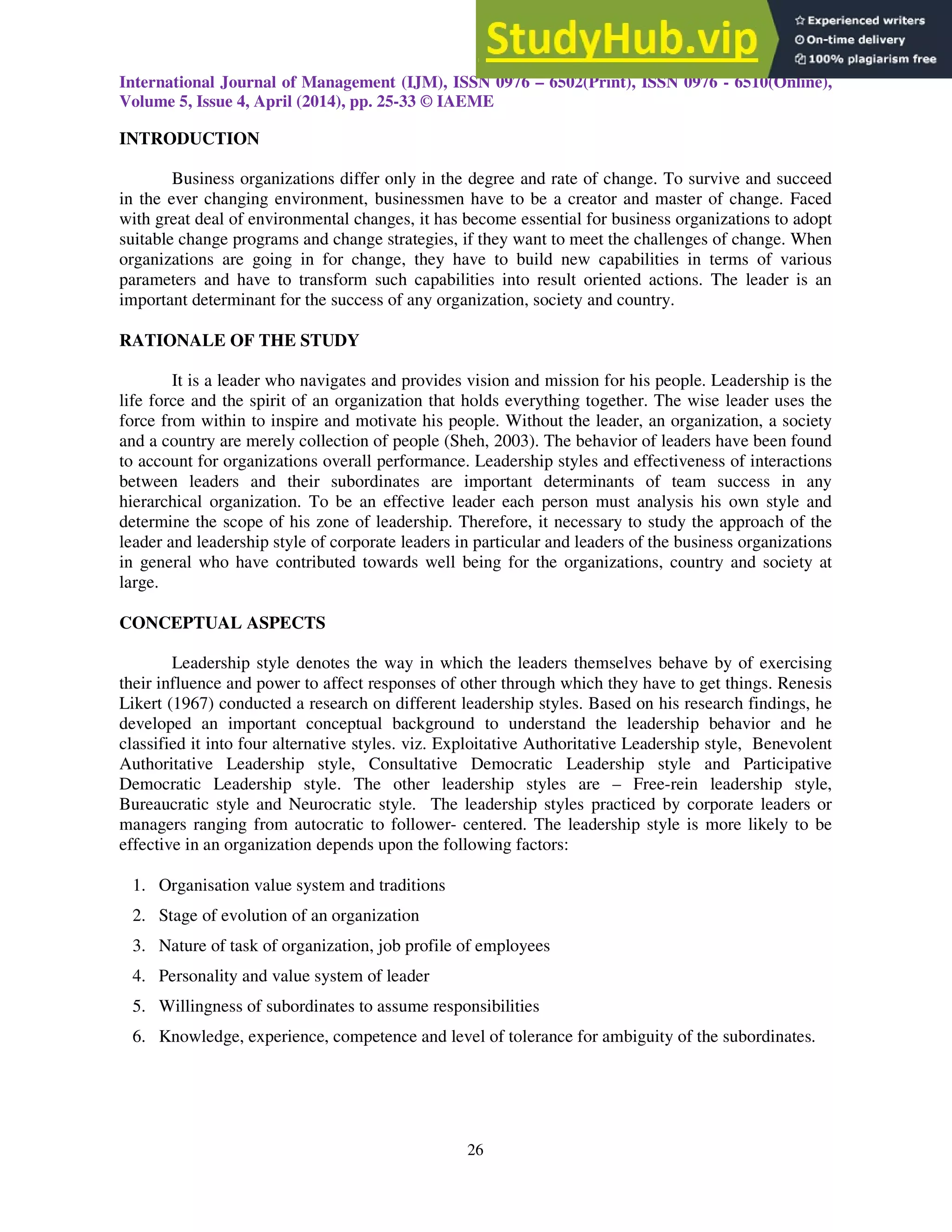 AN EXPLORATION OF LEADERSHIP STYLE WITH REFERENCE TO RATAN TATA A CASE ...