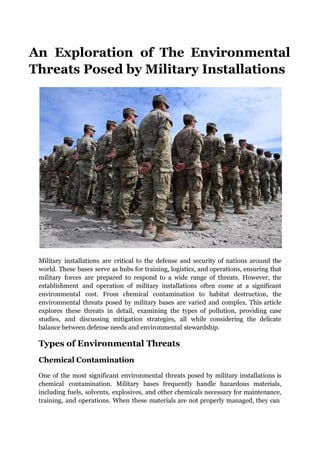 An Exploration of The Environmental Threats Posed by Military ...