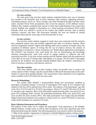 An Exploratory Study Of Students Lived Experiences In A Blended-Flipped Writing Class | PDF