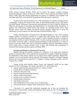 An Exploratory Study Of Students Lived Experiences In A Blended-Flipped Writing Class | PDF