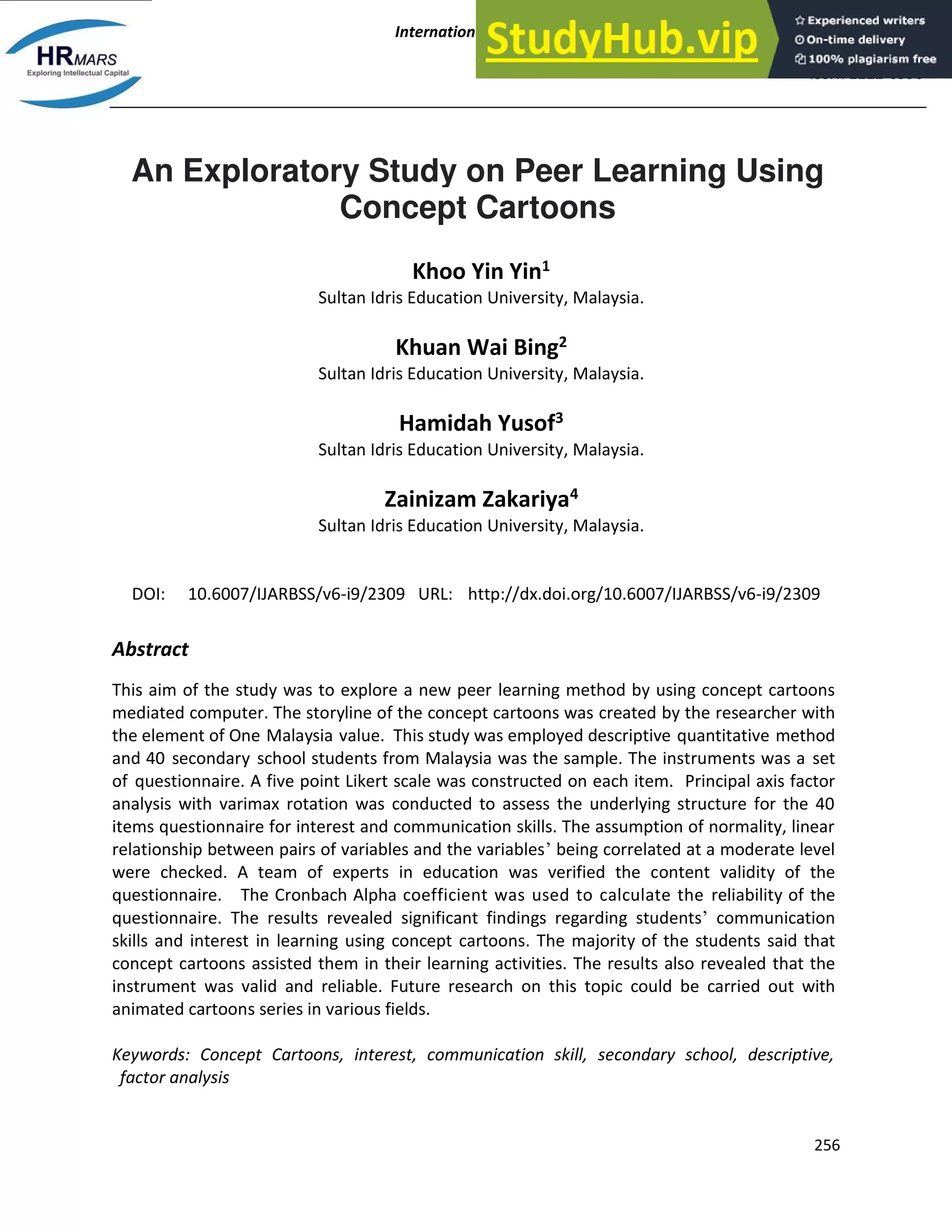 An Exploratory Study On Peer Learning Using Concept Cartoons | PDF