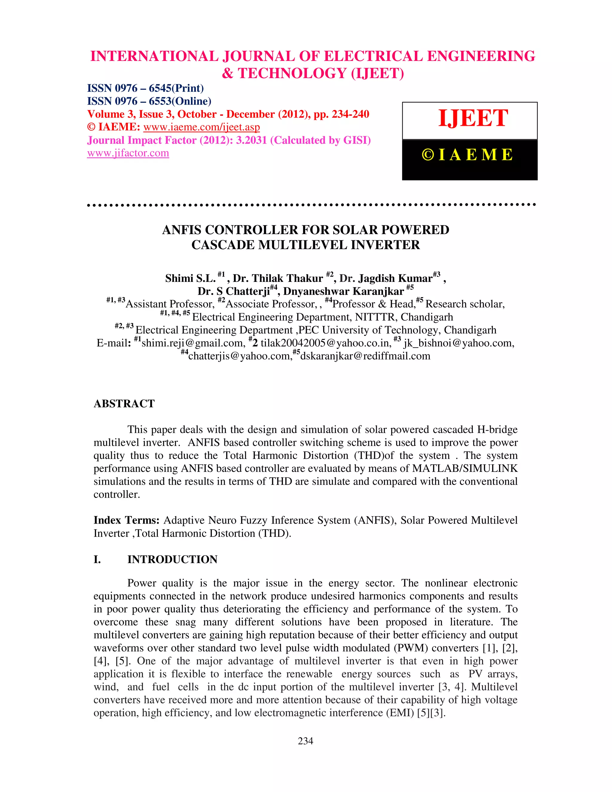 Anfis controller for solar powered cascade multilevel inverter 2 | PDF