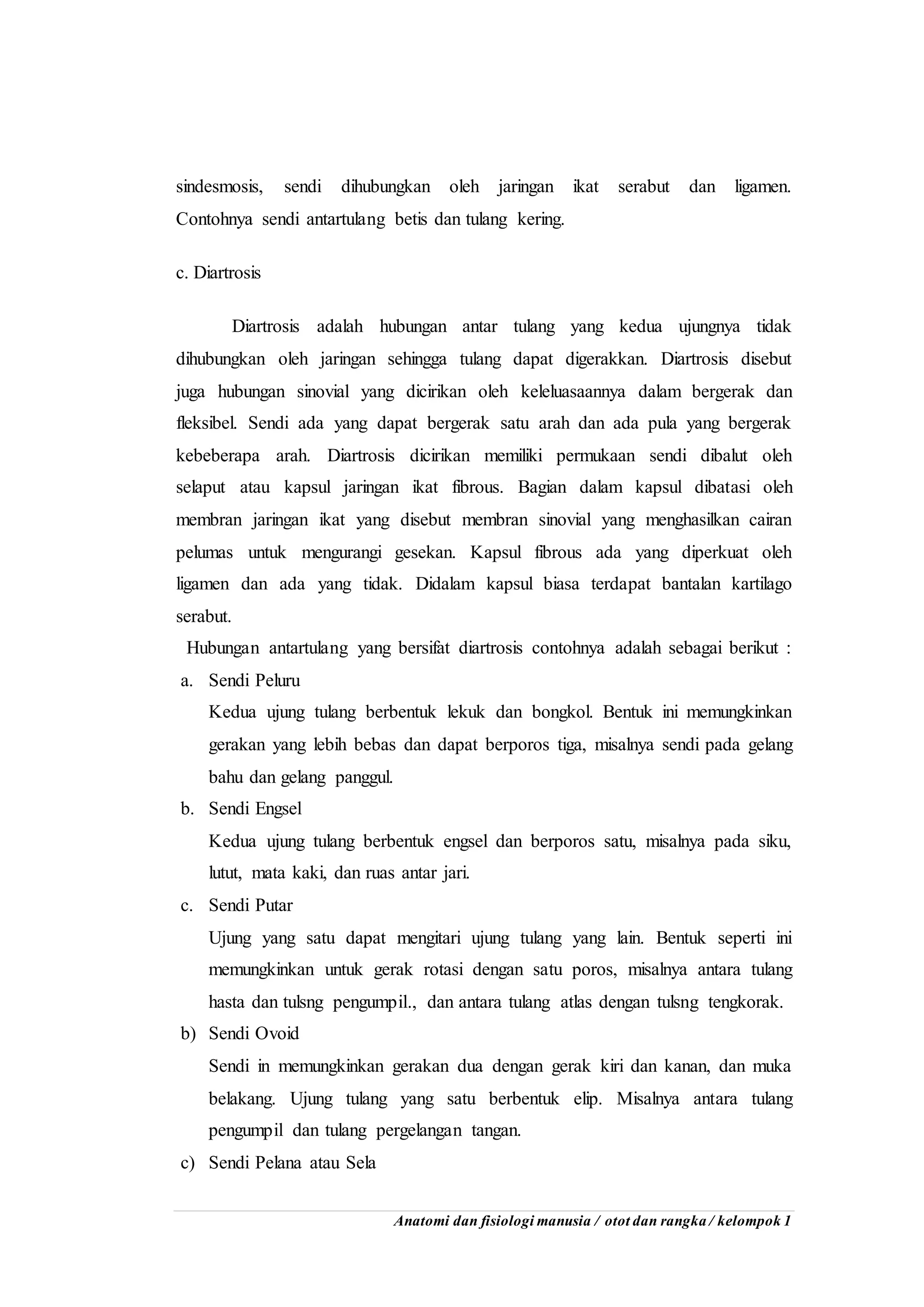 Anatomi Dan Fisiologi Tubuh Manusia Sistem Otot Dan Rangka | DOCX