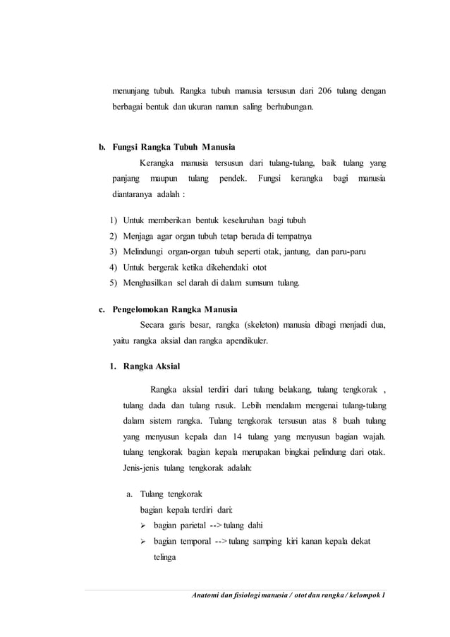 Anatomi Dan Fisiologi Tubuh Manusia Sistem Otot Dan Rangka | DOCX