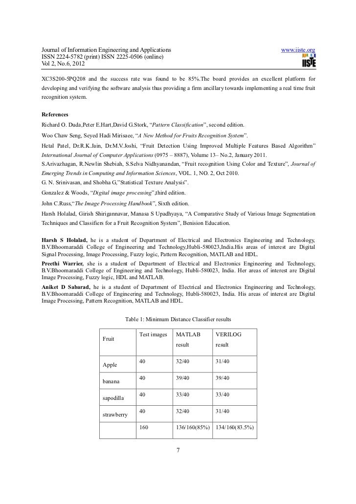 An Fpga Based Efficient Fruit Recognition System Using Minimum